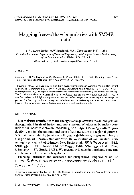 (PDF) Mapping freeze/thaw boundaries with SMMR data