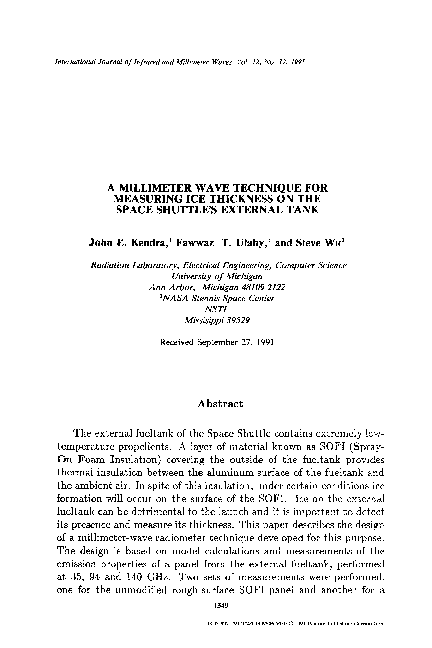 (PDF) A millimeter wave technique for measuring ice thickness on the ...