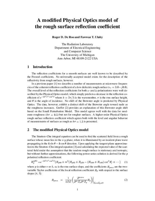(PDF) A modified physical optics model of the rough surface reflection ...