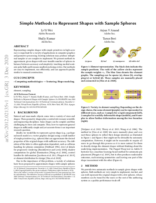 (PDF) Simple Methods to Represent Shapes with Sample Spheres