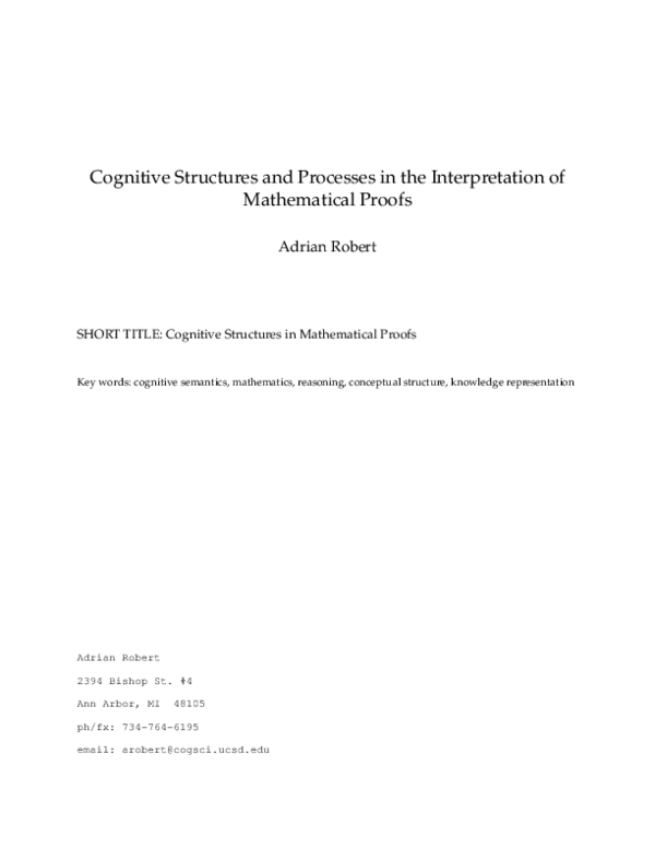 (PDF) Cognitive Structures and Processes in the Interpr etation of ...
