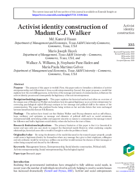 (PDF) Activist identity construction of Madam C.J. Walker