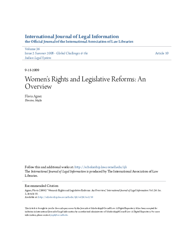 (PDF) Women's Rights and Legislative Reforms: An Overview