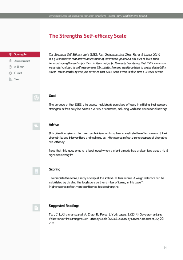 (PDF) Strengths Self-Efficacy Scale
