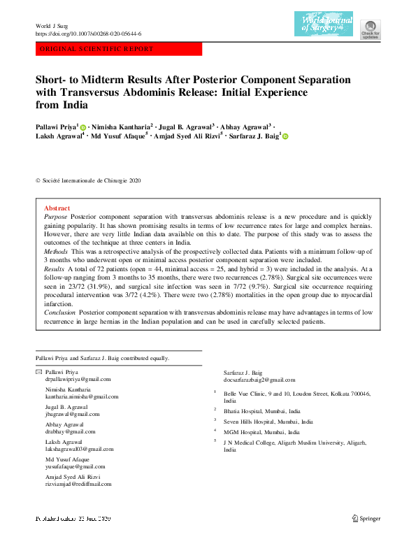 (PDF) Short- to Midterm Results After Posterior Component Separation ...