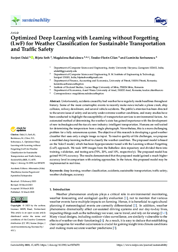 Pdf Optimized Deep Learning With Learning Without Forgetting Lwf For Weather Classification