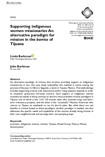 (PDF) Supporting indigenous women missionaries An alternative paradigm ...