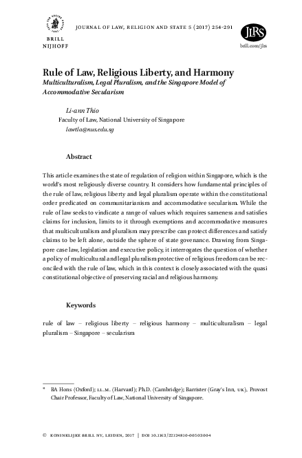 (PDF) Rule of Law, Religious Liberty, and Harmony