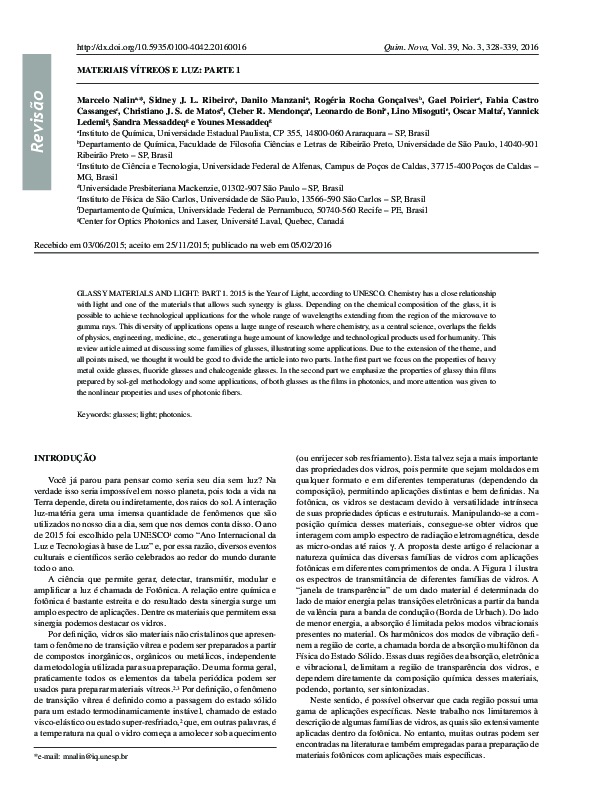 (PDF) Glassy Materials and Light: Part 1