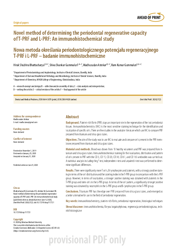 (PDF) Novel method of determining the periodontal regenerative capacity ...