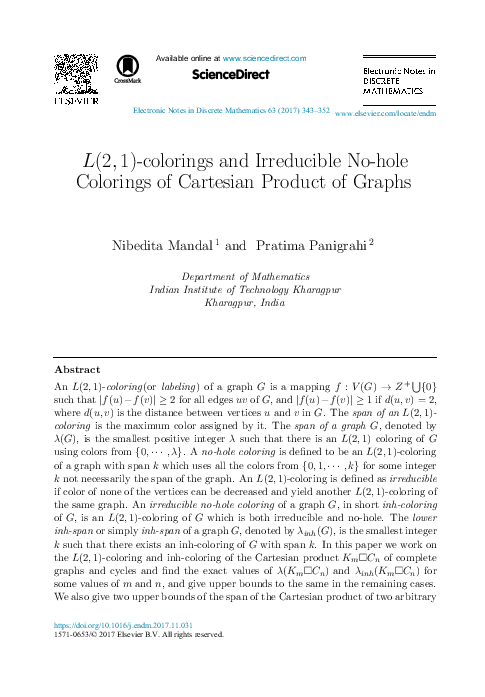 (PDF) L(2,1)-colorings and irreducible no-hole colorings of the direct ...