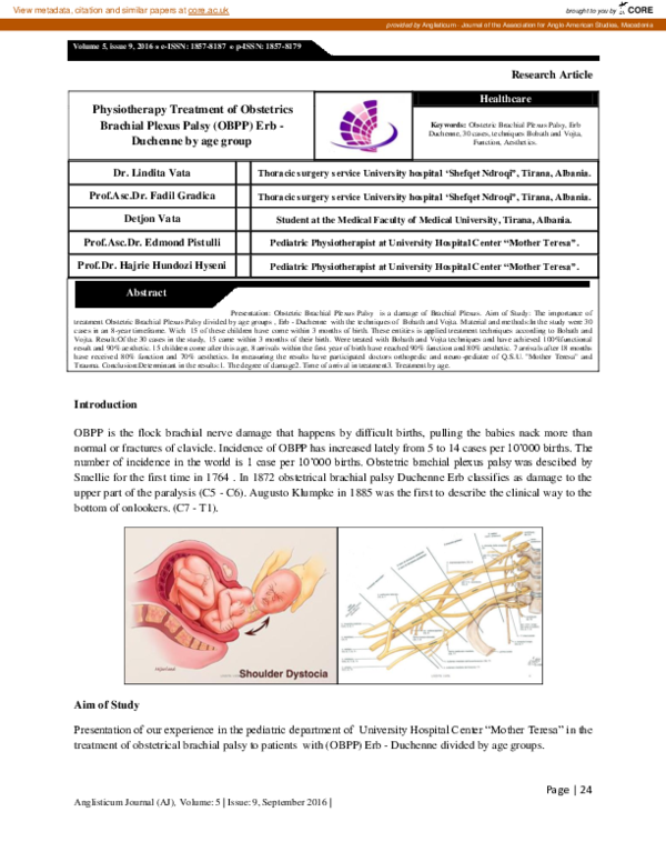 (PDF) Physiotherapy Treatment of Obstetrics Brachial Plexus Palsy (OBPP ...