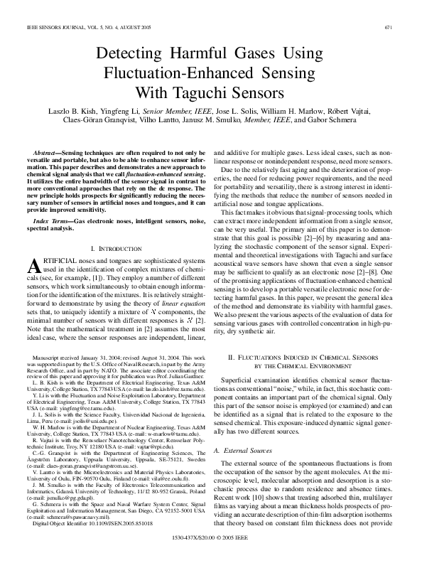 (PDF) Detecting harmful gases using fluctuation-enhanced sensing with ... (PDF) Detecting harmful gases using fluctuation-enhanced sensing with ...