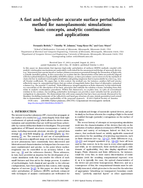 (PDF) A fast and high-order accurate surface perturbation method for ...
