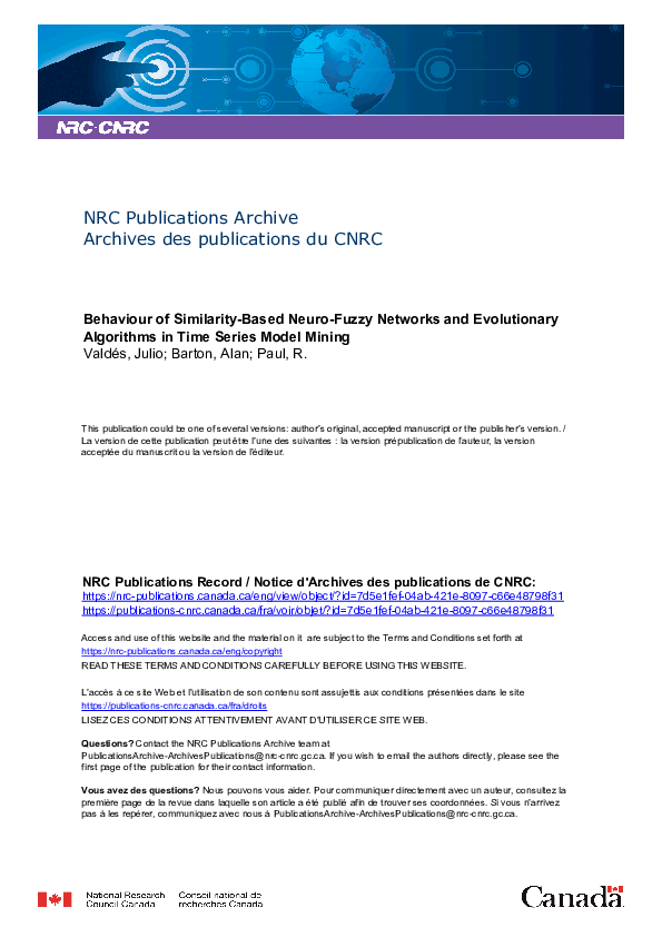 Pdf Behavior Of Similarity Based Neuro Fuzzy Networks And Evolutionary Algorithms In Time