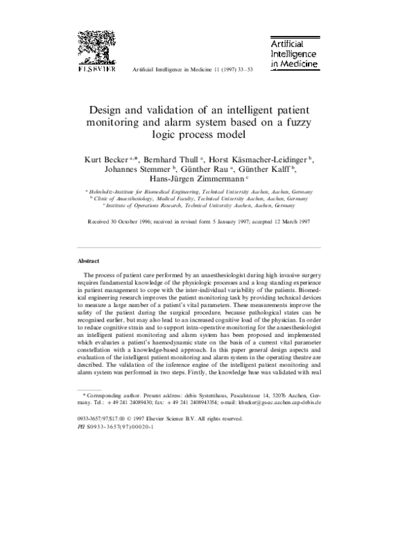 (PDF) Design and validation of an intelligent patient monitoring and alarm system based on a ...