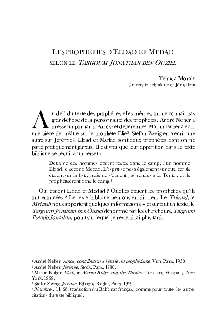(PDF) Les prophéties d'Eldad et Medad