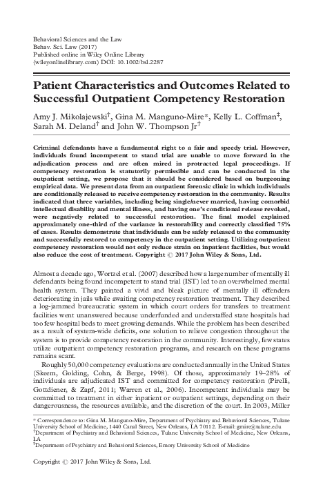 (PDF) Patient Characteristics and Outcomes Related to Successful ...