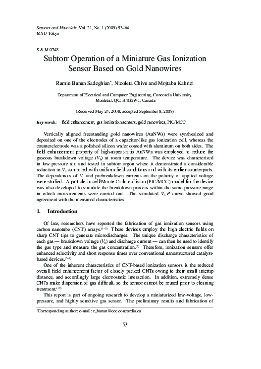 (PDF) Subtorr Operation of a Miniature Gas Ionization Sensor Based on Gold Nanowires | Nicoleta ...