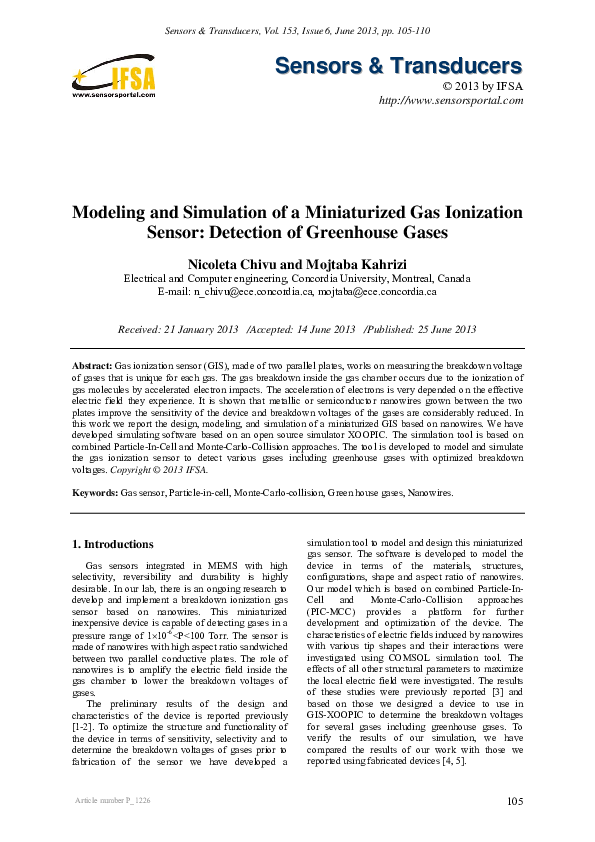 (PDF) Design, modeling and simulation of a miniaturized gas ionization sensor: Optimization of ...