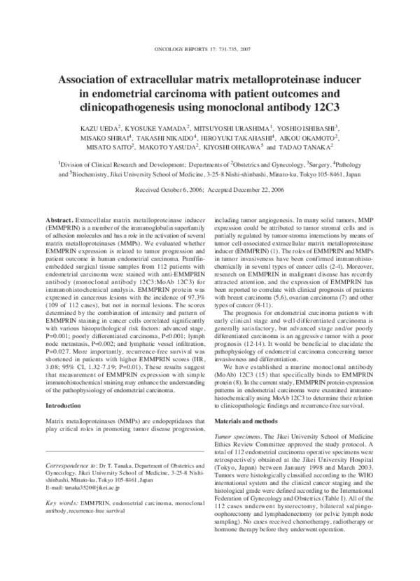(PDF) Association of extracellular matrix metalloproteinase inducer in ...
