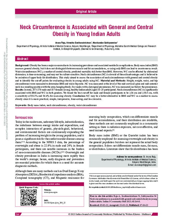 (PDF) Neck circumference is associated with general and central obesity ...