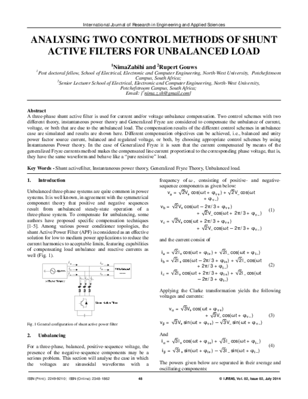 (PDF) Analysing two control methods of shunt active filters for ...