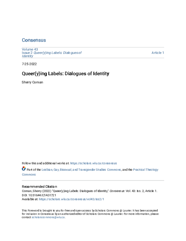 (PDF) Queer(y)ing Labels: Dialogues of Identity