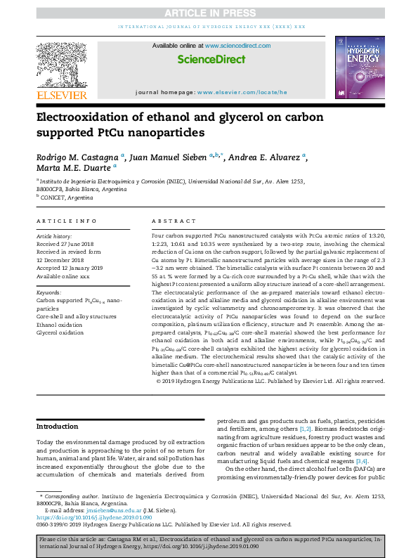 Pdf Electrooxidation Of Ethanol And Glycerol On Carbon Supported Ptcu Nanoparticles