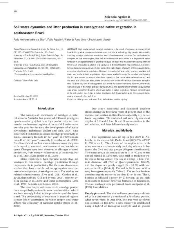 (PDF) Soil water dynamics and litter production in eucalypt and native vegetation in ...