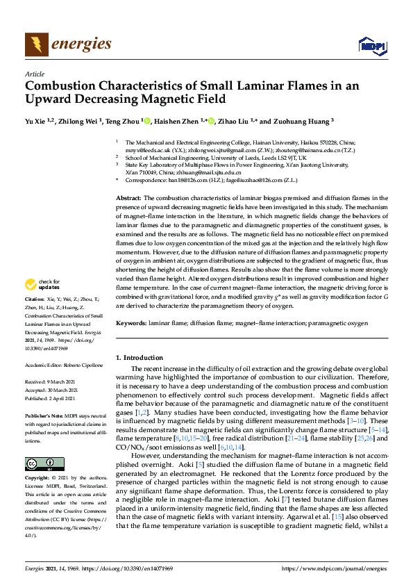 (PDF) Combustion Characteristics of Small Laminar Flames in an Upward ...