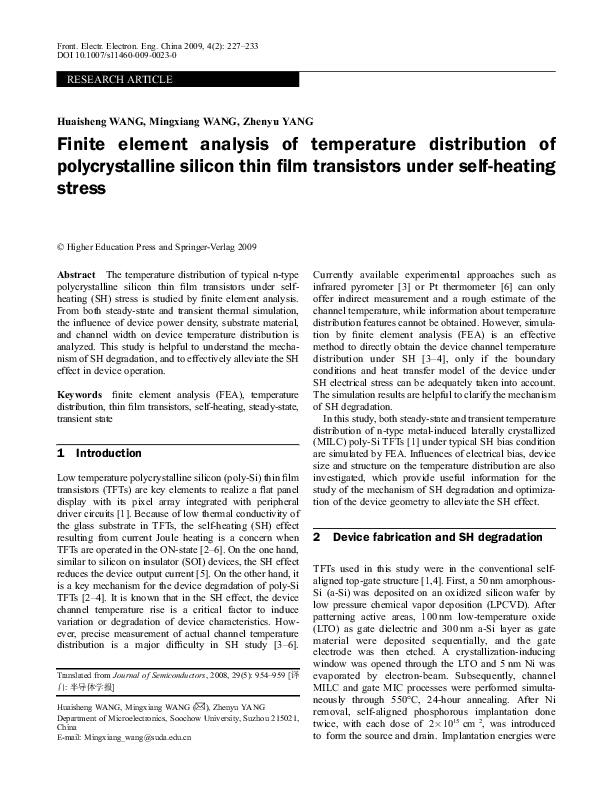 (PDF) Finite element analysis of temperature distribution of polycrystalline silicon thin film ...