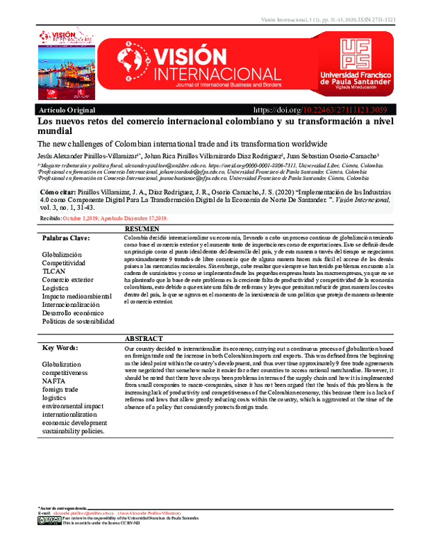 (PDF) Los nuevos retos del comercio internacional colombiano y su transformación a nivel mundial