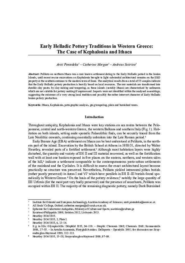 (PDF) Early Helladic Pottery Traditions in Western Greece: The Case of ...