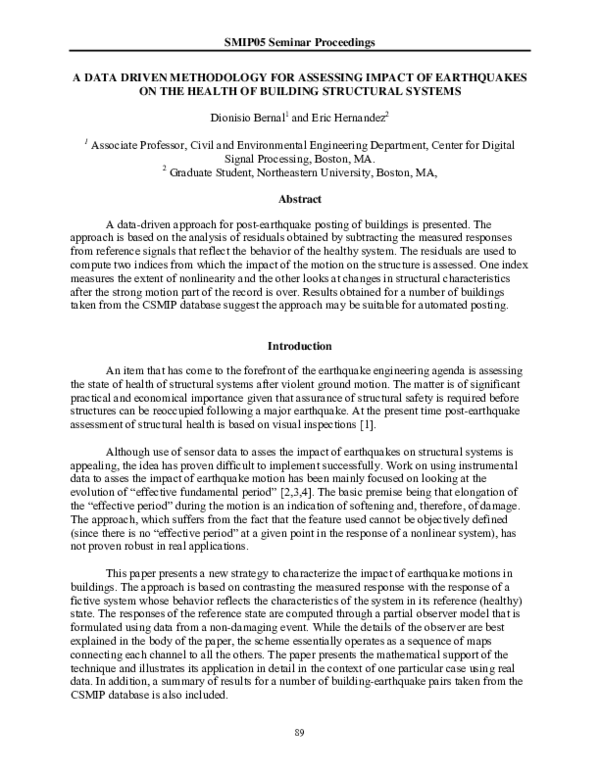 (PDF) A data-driven methodology for assessing impact of earthquakes on the health of building ...