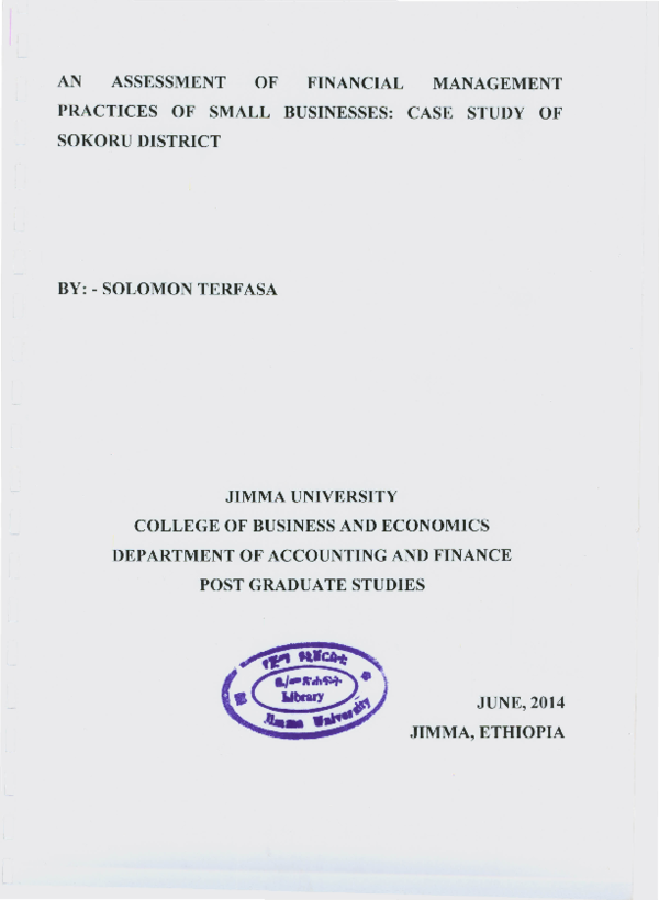 (PDF) An assessment of financial management practices of small ...
