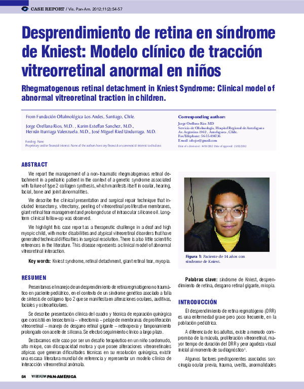 (PDF) Rhegmatogenous retinal detachment in Kniest Syndrome : Clinical ...