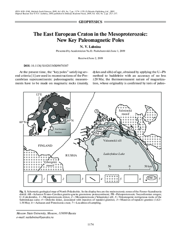 (PDF) The East European Craton in the Mesoproterozoic: New key ...