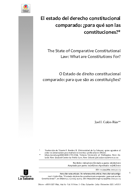 (PDF) El estado del derecho constitucional comparado: ¿para qué son las ...