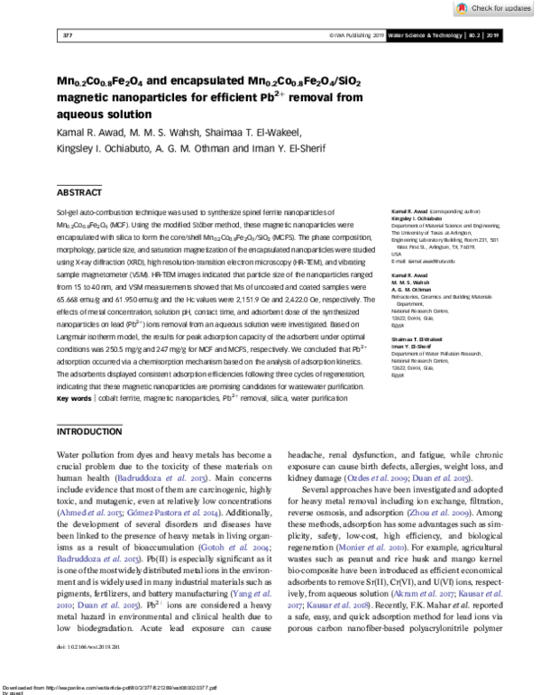 (PDF) Mn0.2Co0.8Fe2O4 and encapsulated Mn0.2Co0.8Fe2O4/SiO2 magnetic ...