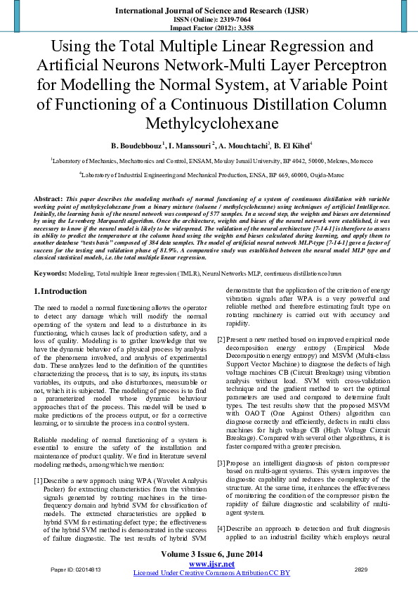 (PDF) Using the Total Multiple Linear Regression and Artificial Neurons Network-Multi Layer ...