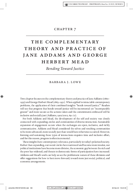 (PDF) The Complementary Theory and Practice of Jane Addams and George H ...