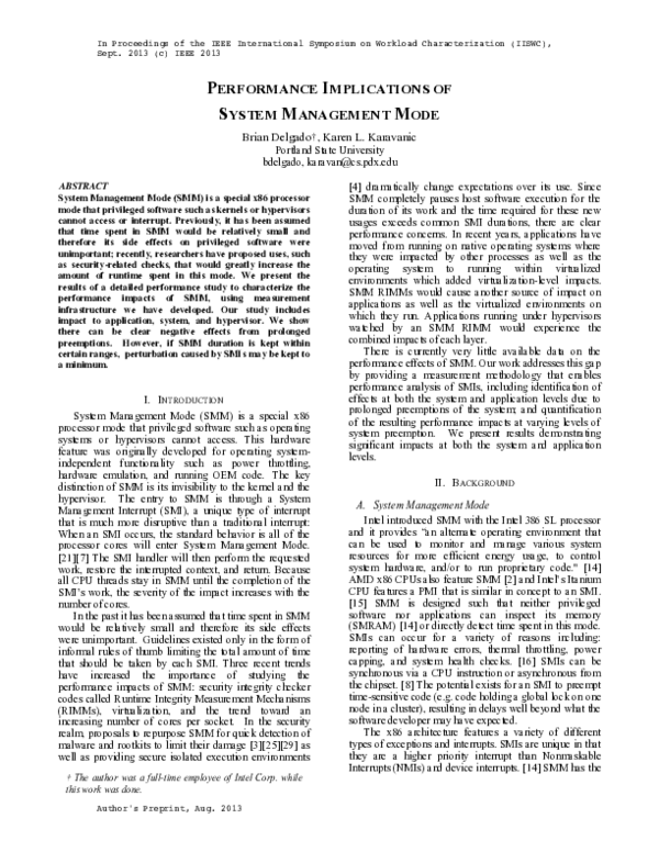 Pdf Performance Implications Of System Management Mode