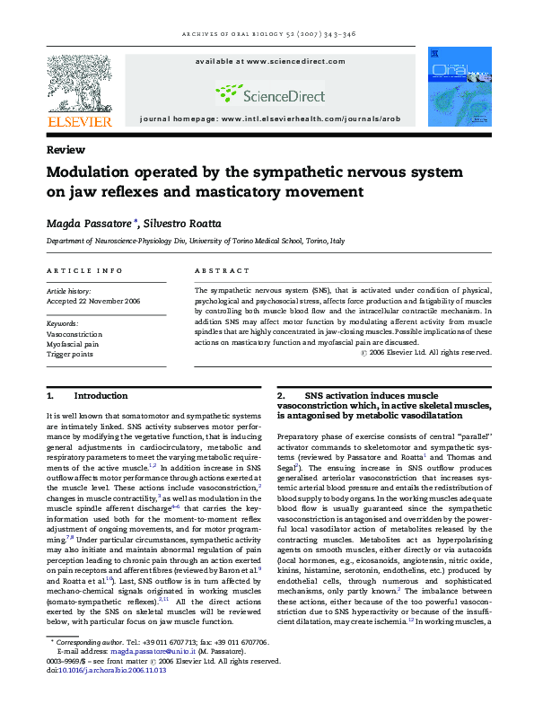 (PDF) Modulation operated by the sympathetic nervous system on jaw ...