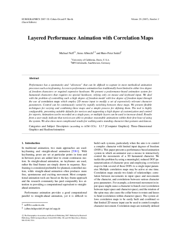 (PDF) Performance Animation Using Correlation Maps