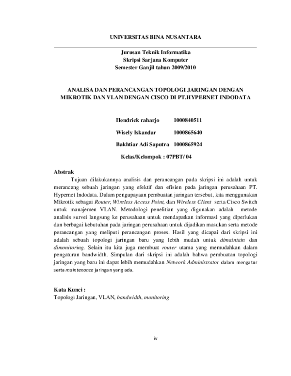 (PDF) Analisa Dan Perancangan Topologi Jaringan Dengan Miktrotik Serta ...