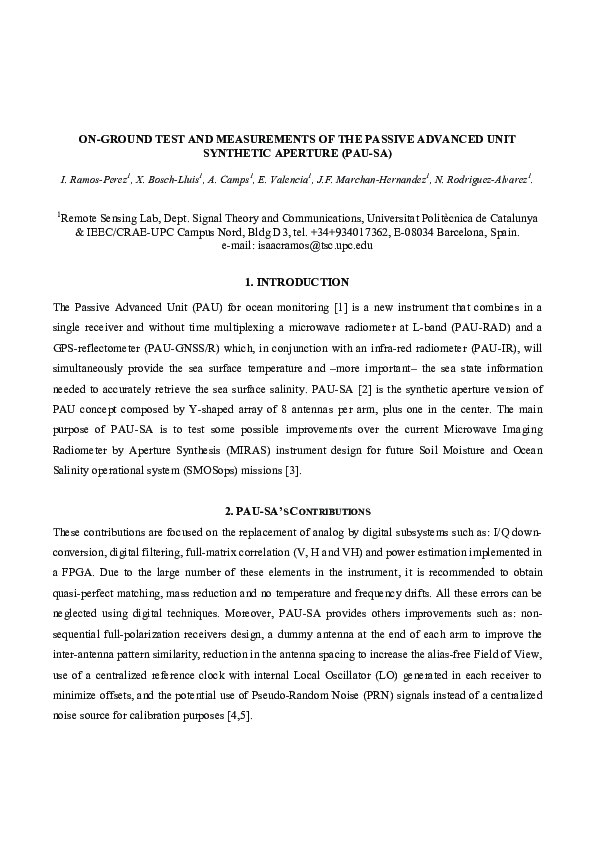 (PDF) On-ground tests and measurements of the passive advanced unit ...