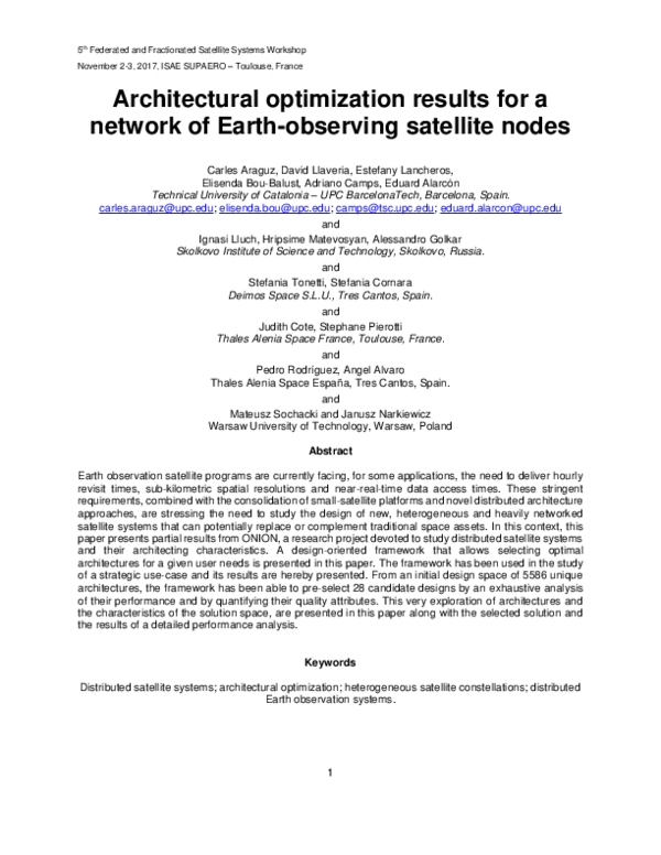 (PDF) Architectural optimization results for a network of Earth ...