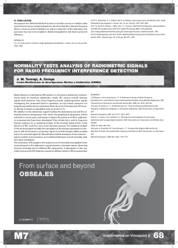 (PDF) Normality test analysis of radiometric signals for radio ...