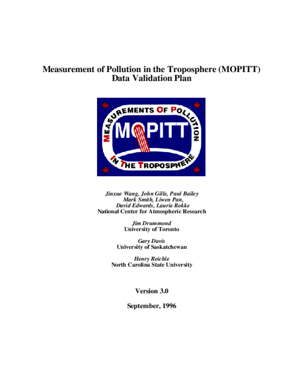 (PDF) Measurement of Pollution in the Troposphere (MOPITT) Data ...